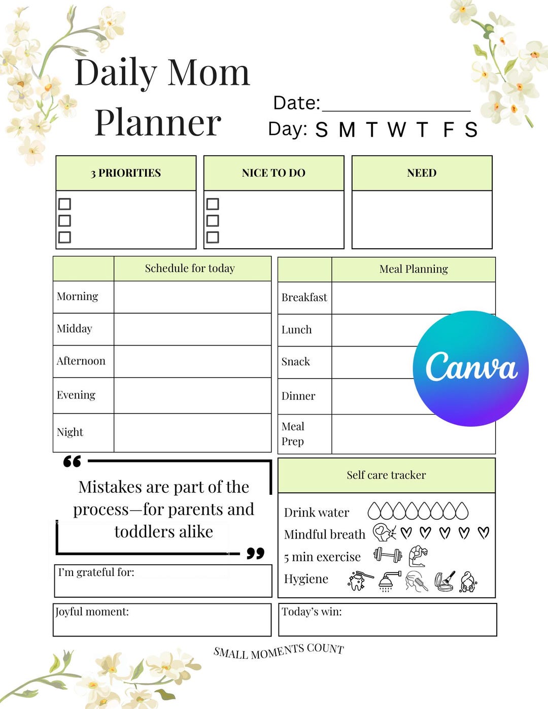 Busy Mom Planner Printable Bundle | Daily Weekly Monthly Yearly Planner ...