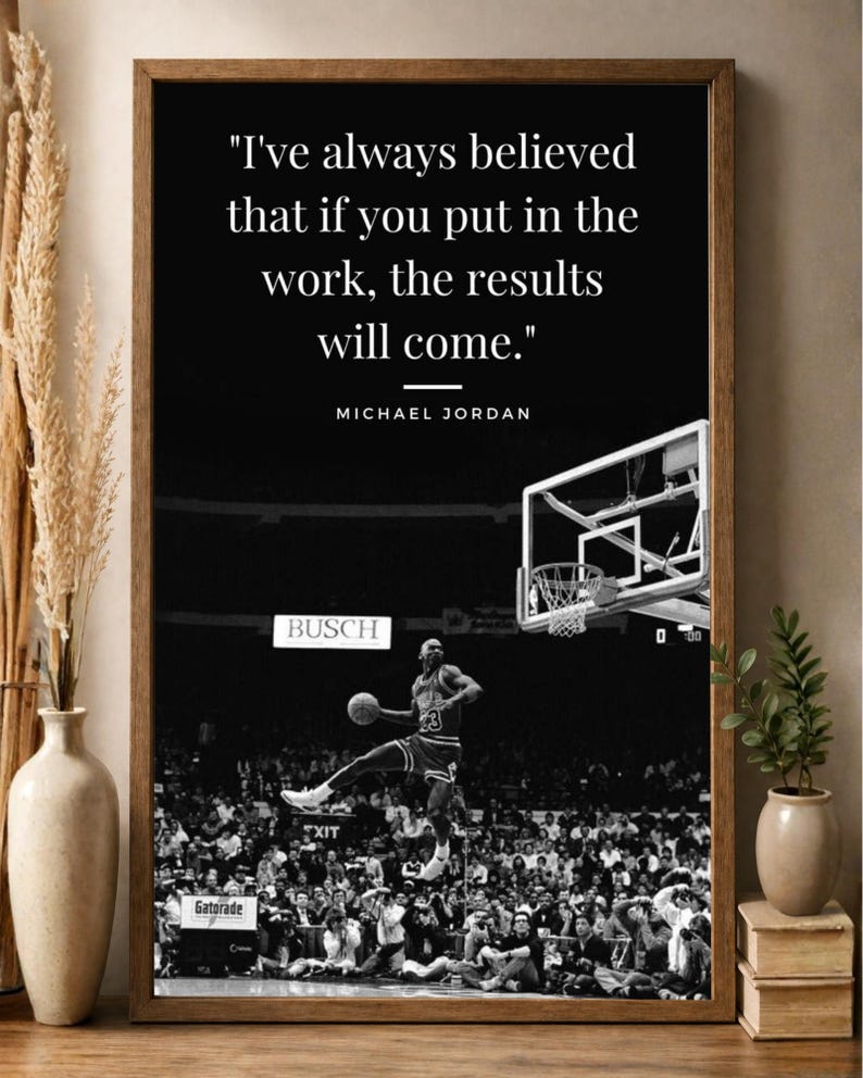Michael Jordan Motivational Quote Poster, Basketball Legend Wall Art ...