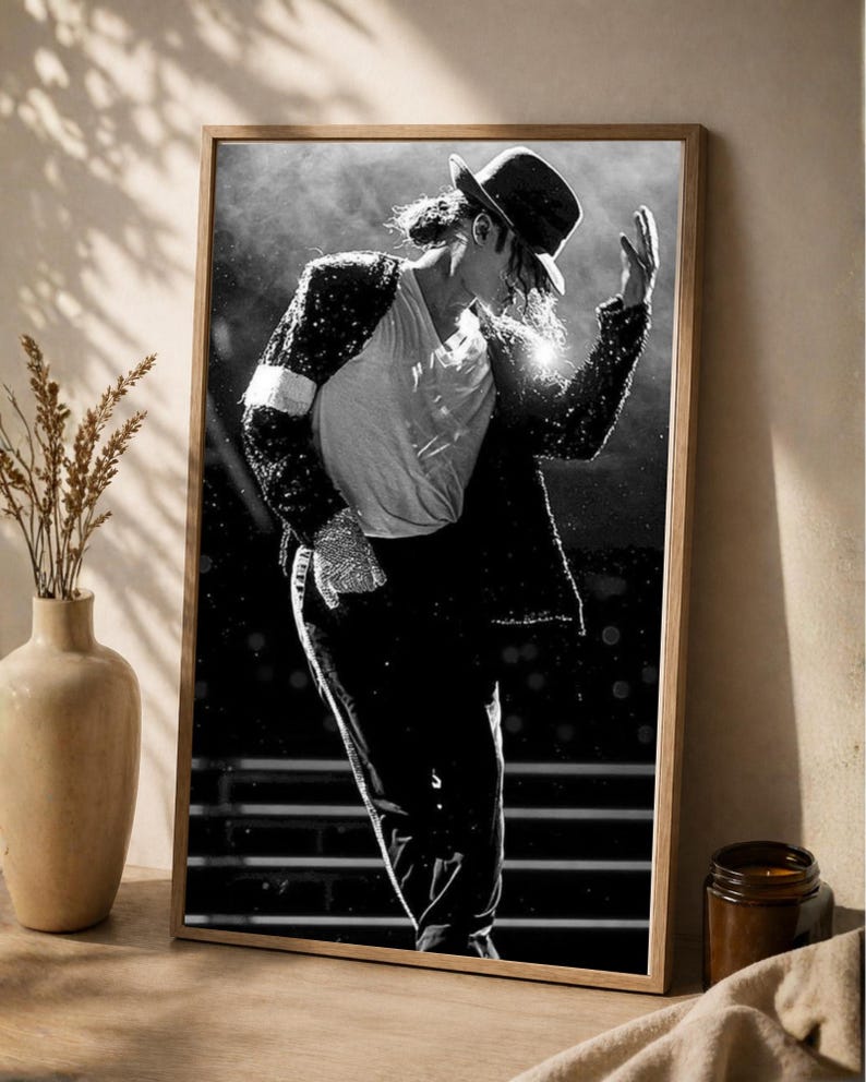 Michael Jackson Moonwalk Poster – Black White Dance Icon Wall Art ...