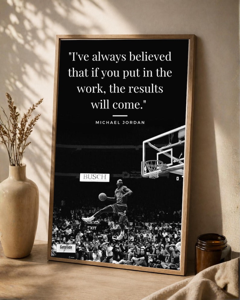 Michael Jordan Motivational Quote Poster, Basketball Legend Wall Art ...