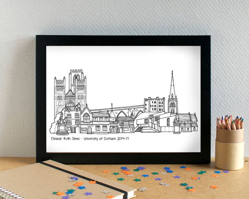 Durham Skyline Art Print | Etsy UK