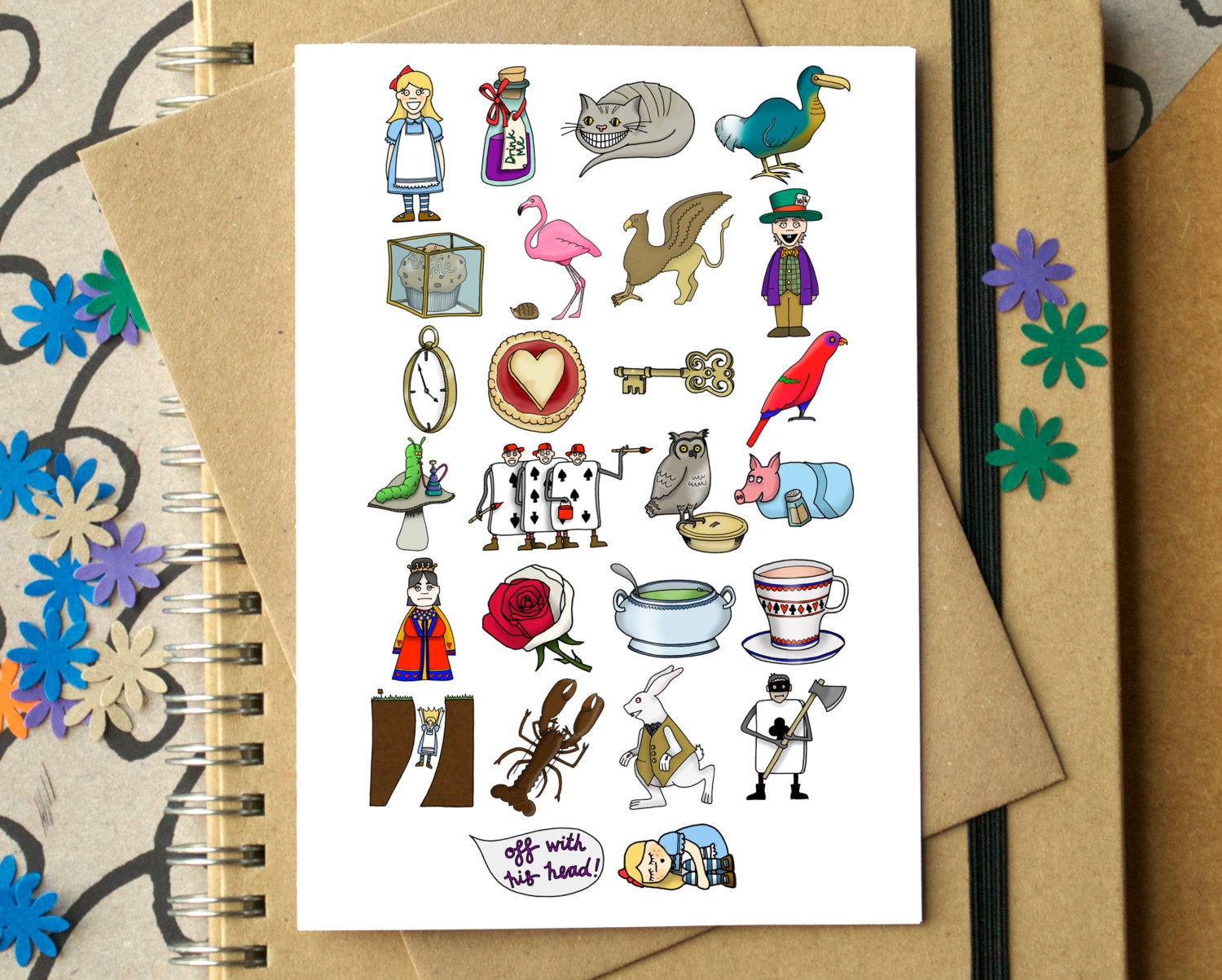 Alice in Wonderland Alphabet Greetings Card - Etsy