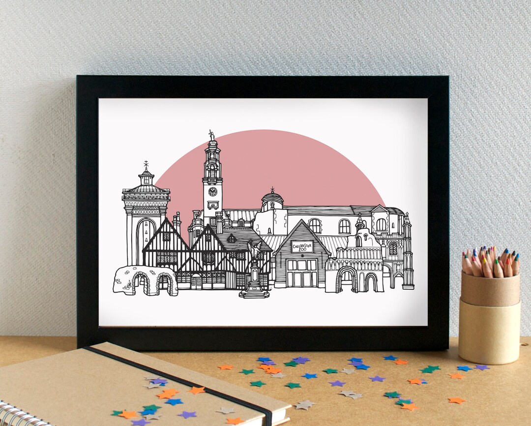 Colchester Landmarks Skyline Art Print - Etsy