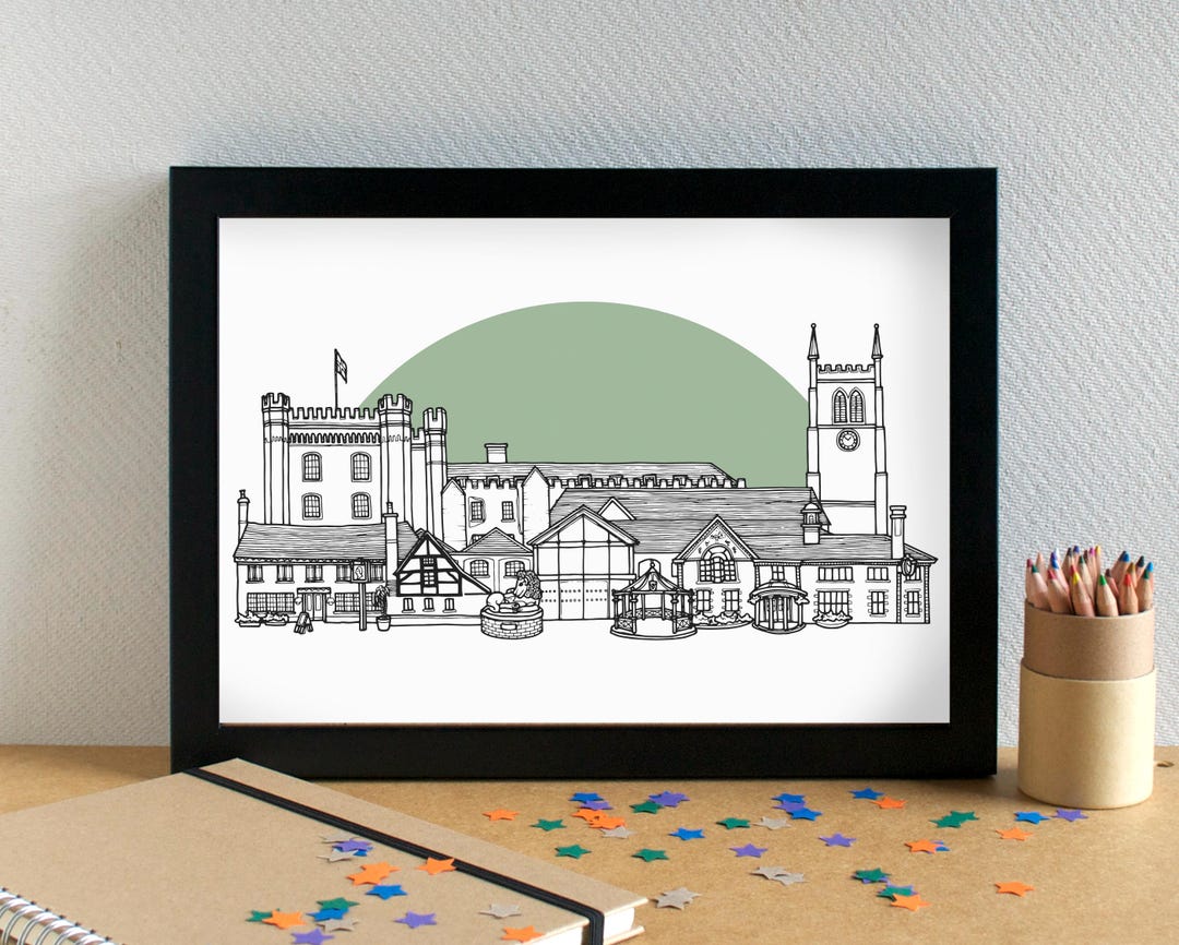 Farnham Landmarks Skyline Art Print - Etsy