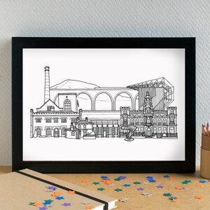 Burnley Landmarks Skyline Art Print - Etsy