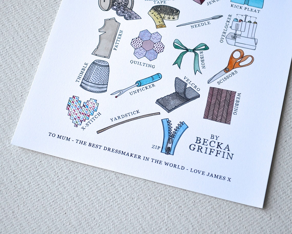 Sewing Alphabet Art Print | Etsy