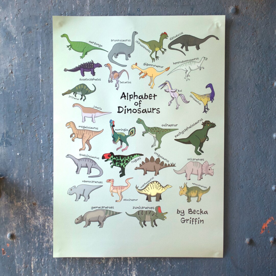 Dinosaur Alphabet Poster - Etsy