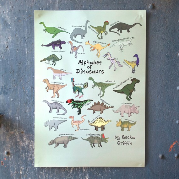 Dinosaur Alphabet Poster | Etsy