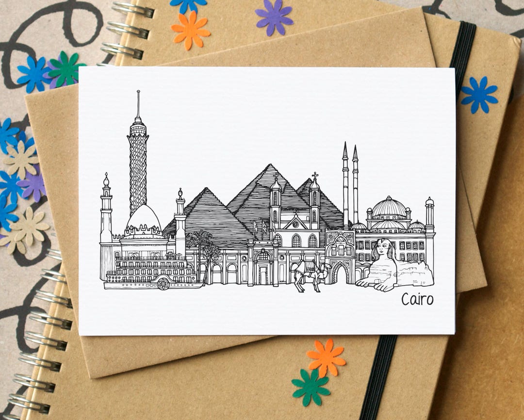 Cairo Skyline Greetings Card - Etsy