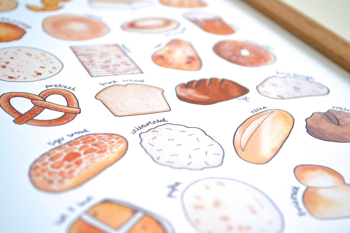 Bread Alphabet Food Art Print - Etsy