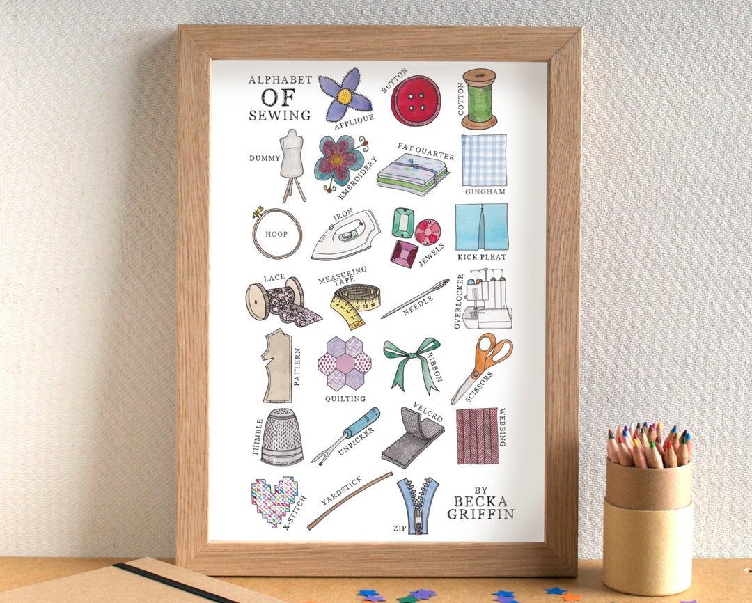 Sewing Alphabet Art Print - Etsy