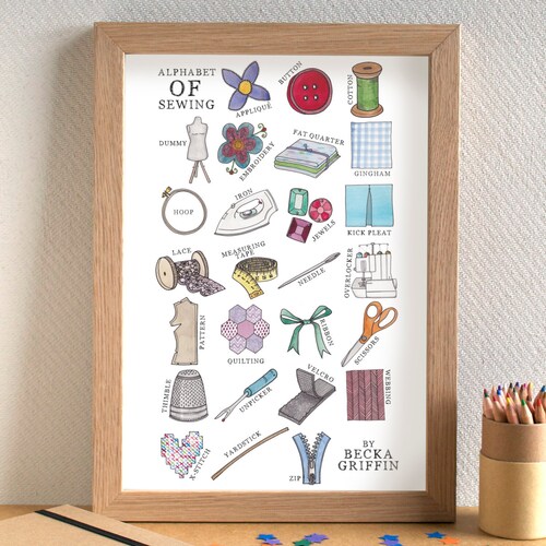Sewing Alphabet Art Print | Etsy