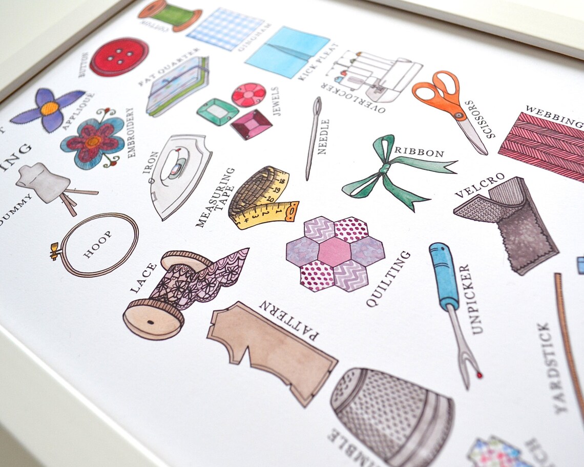 Sewing Alphabet Art Print | Etsy