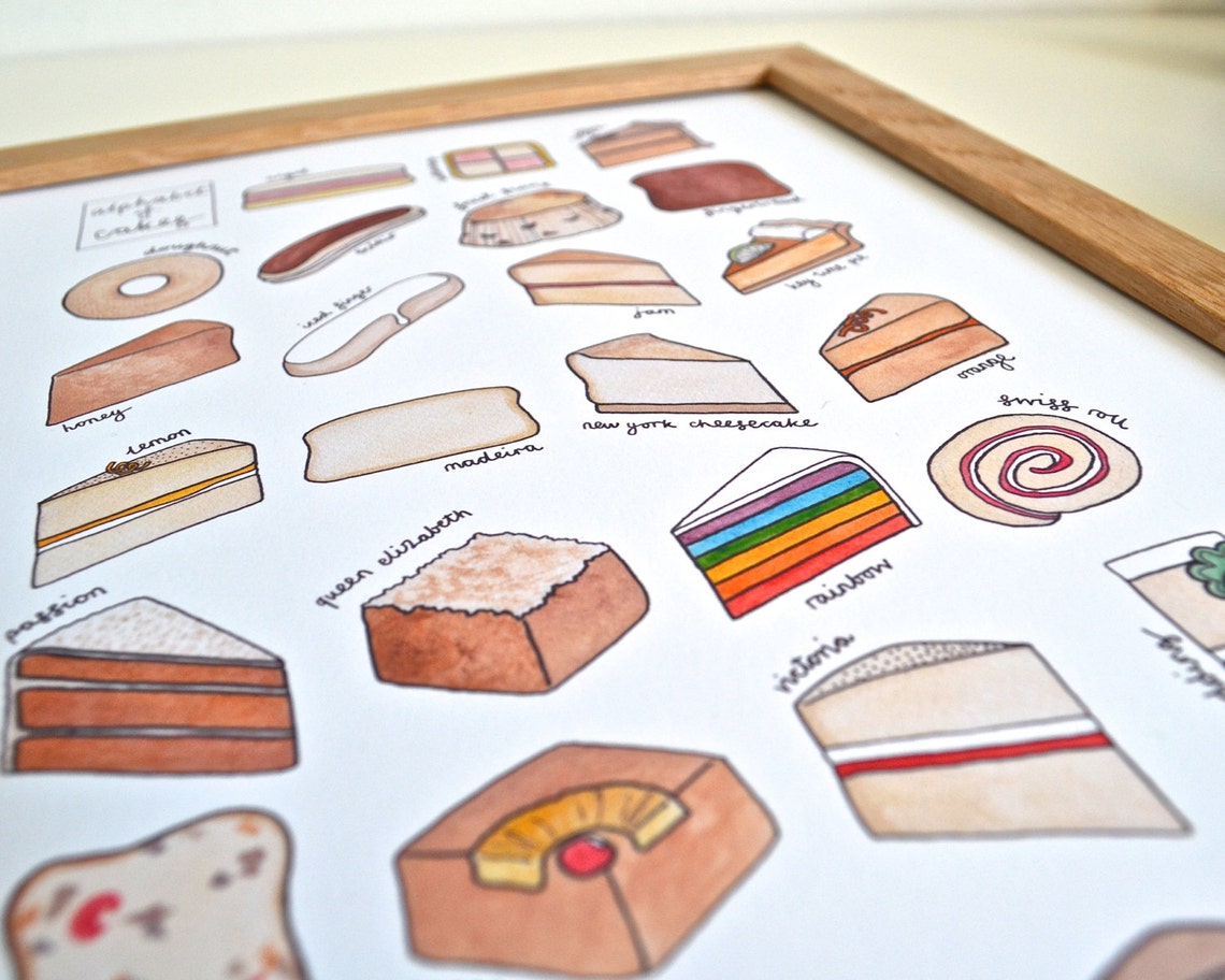 Cake Alphabet Kitchen Art Print - Etsy