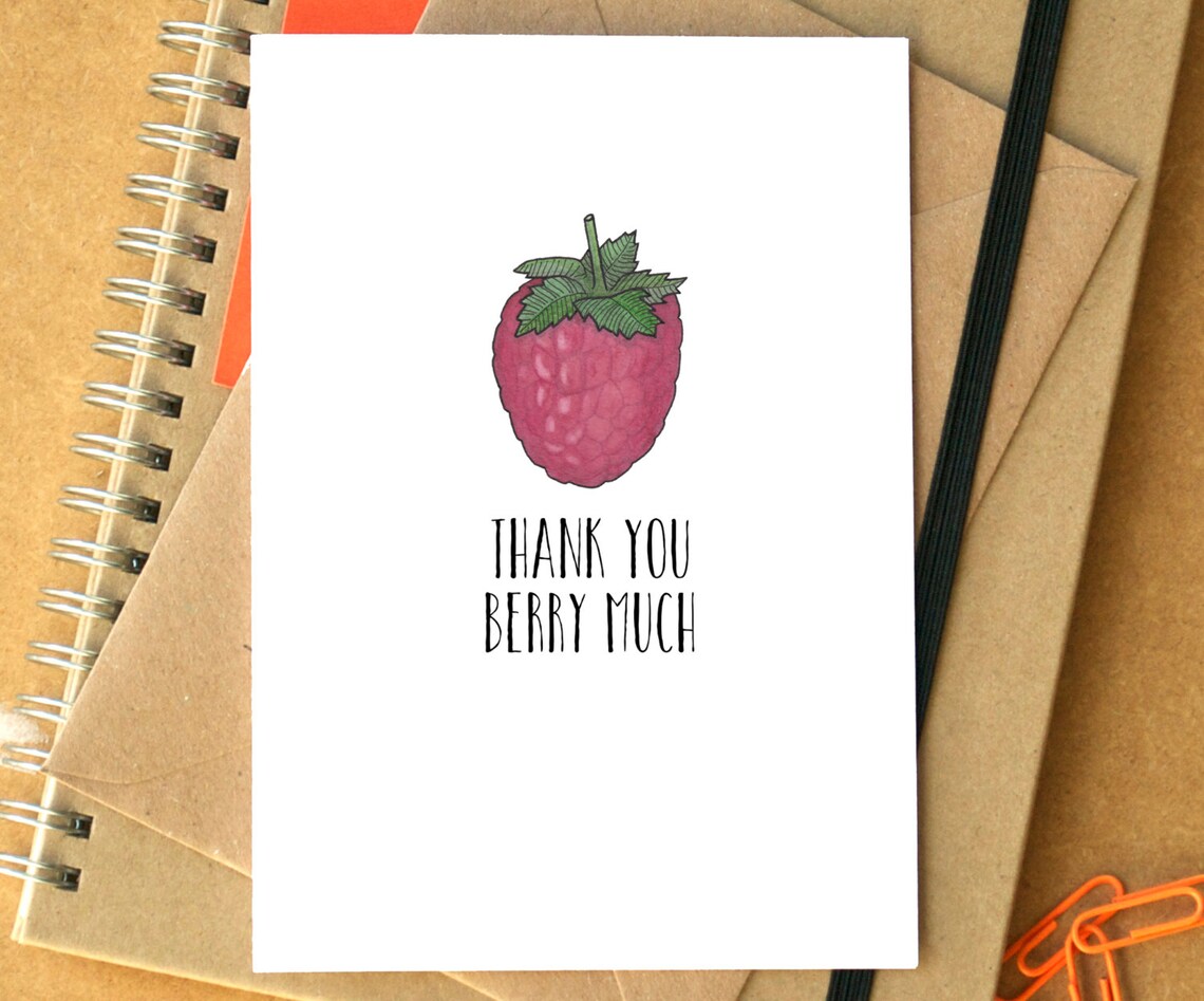 Funny thank You Berry Much Card - Etsy
