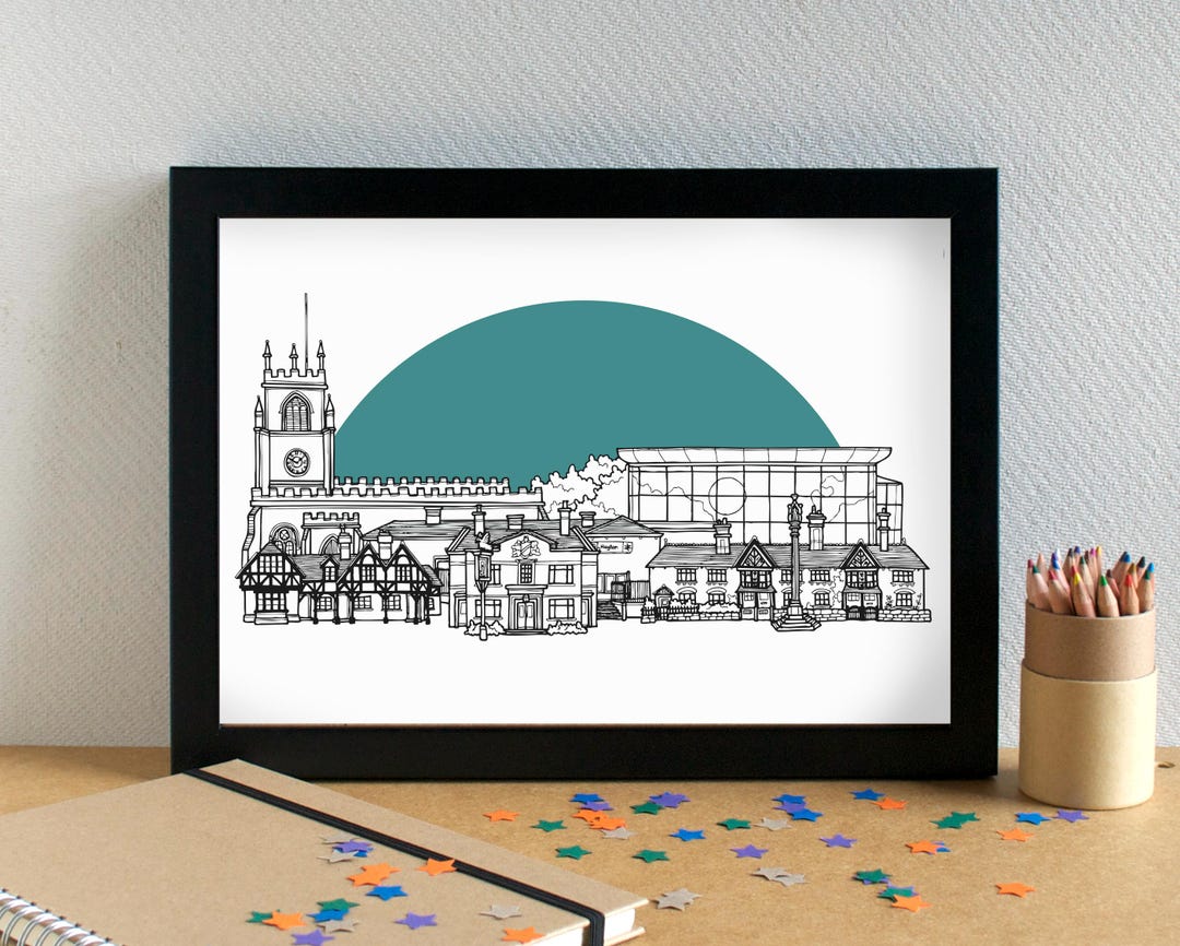 Huyton Landmarks Skyline Art Print - Etsy