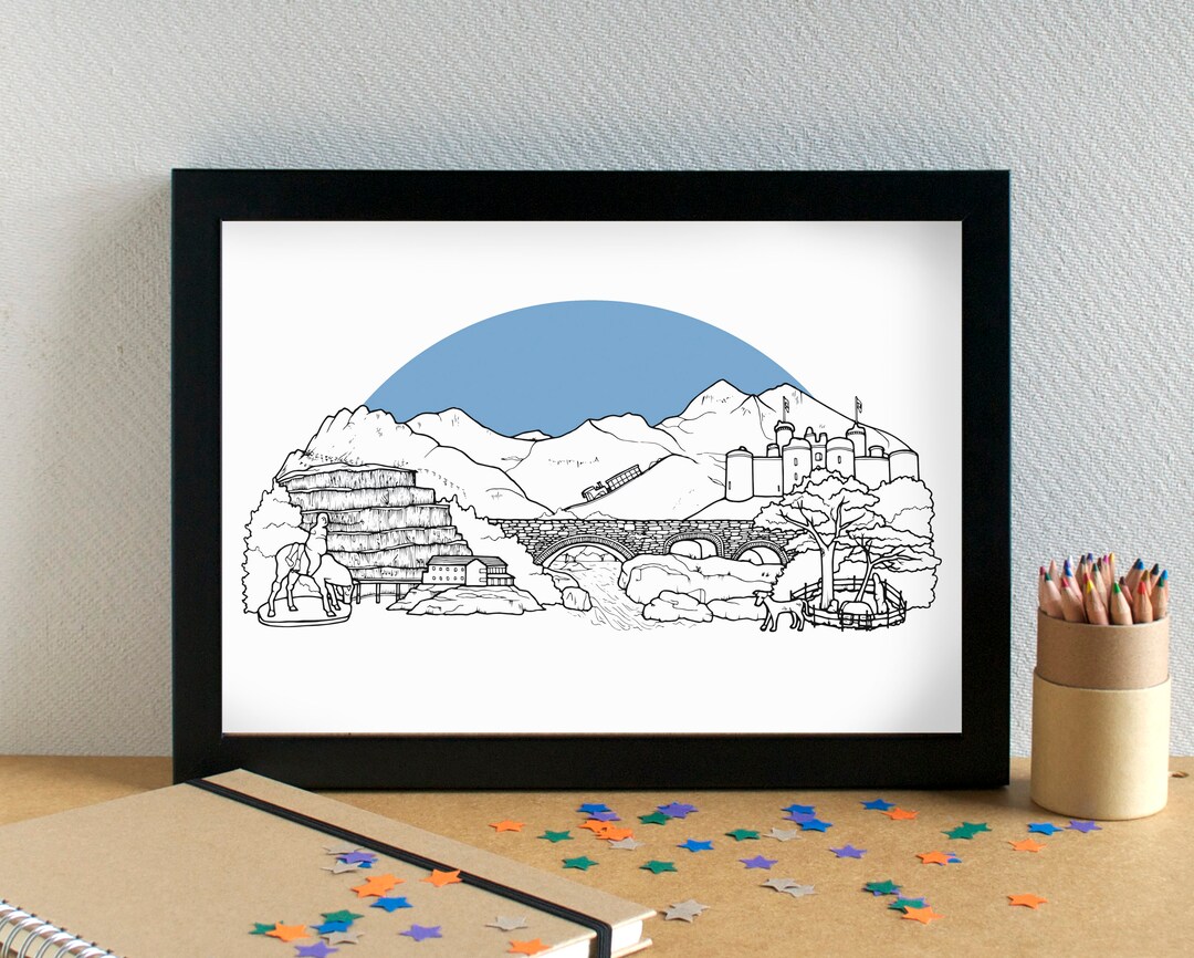 Snowdonia Landmarks Skyline Art Print - Etsy