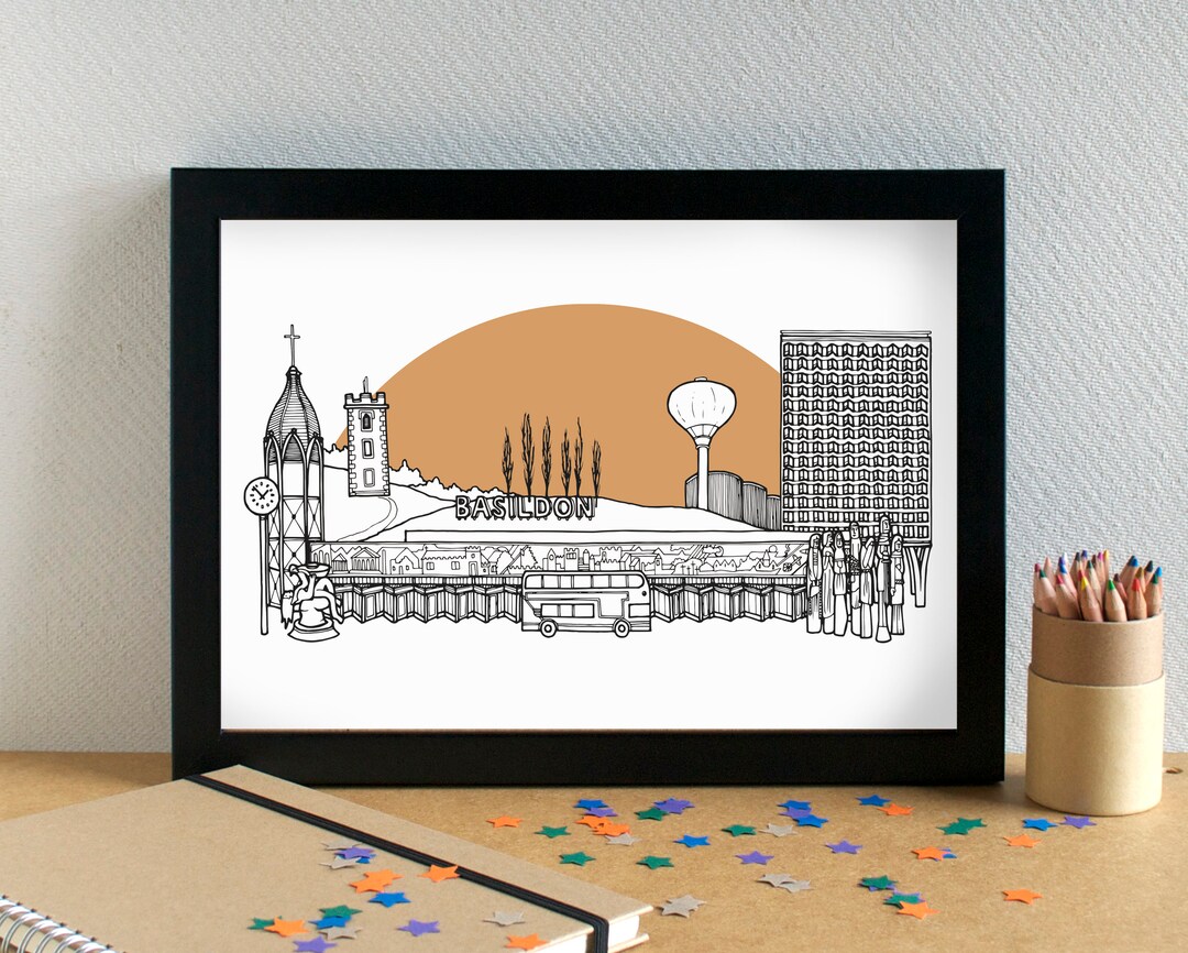 Basildon Landmarks Skyline Art Print - Etsy