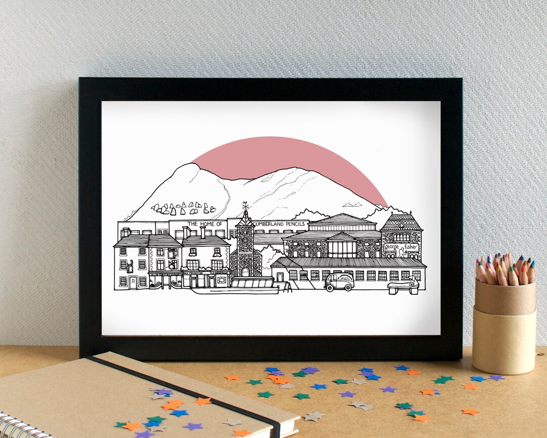 Keswick Landmarks Skyline Art Print - Etsy