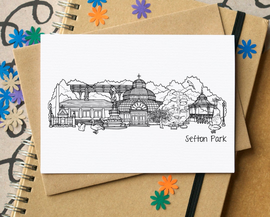 Sefton Park Liverpool Skyline Greetings Card - Etsy