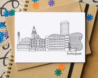 Birmingham Skyline Card, Brummie Greeting Card, City Architecture ...