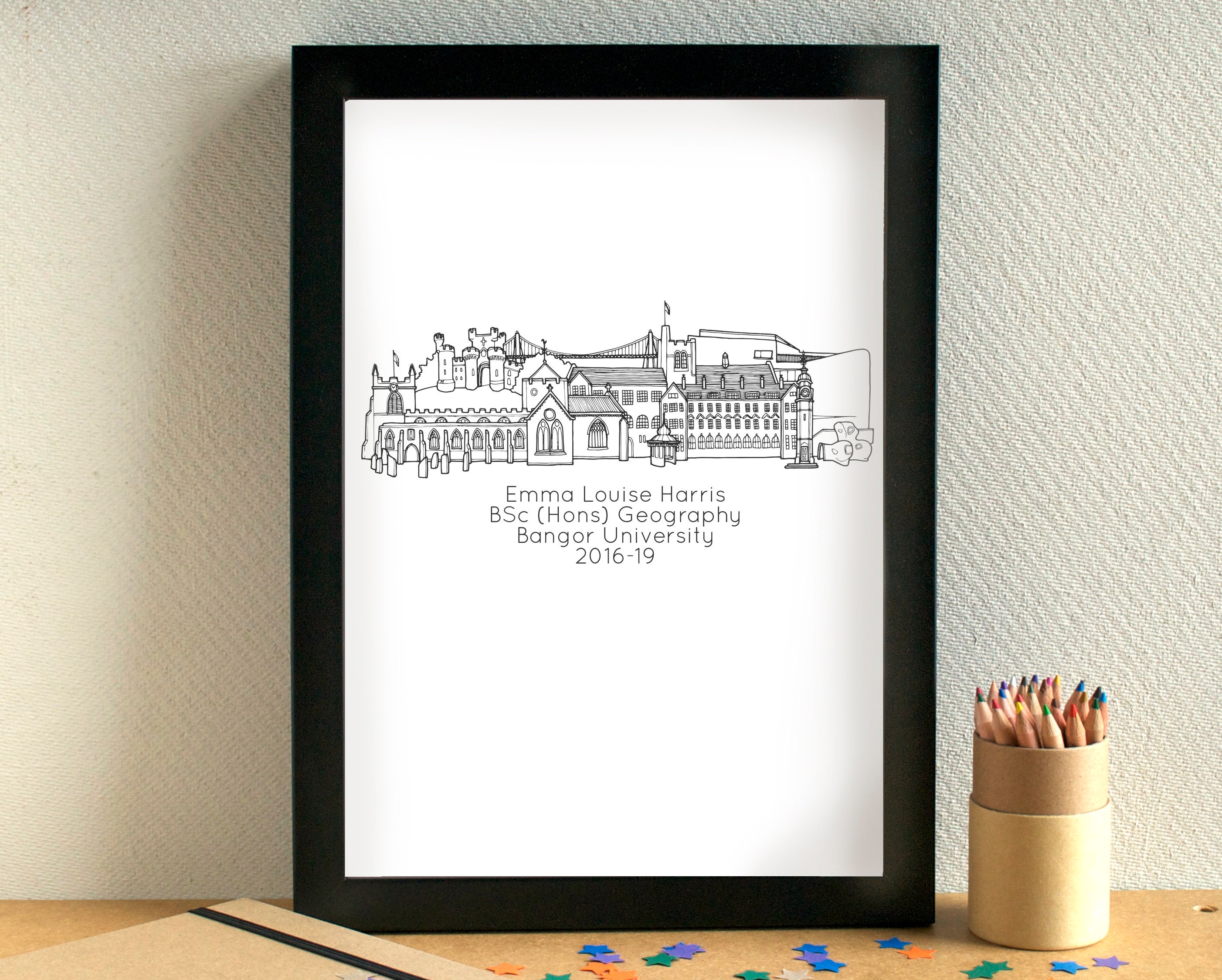 Graduation Skyline Personalised Art Print Unframed | Etsy UK
