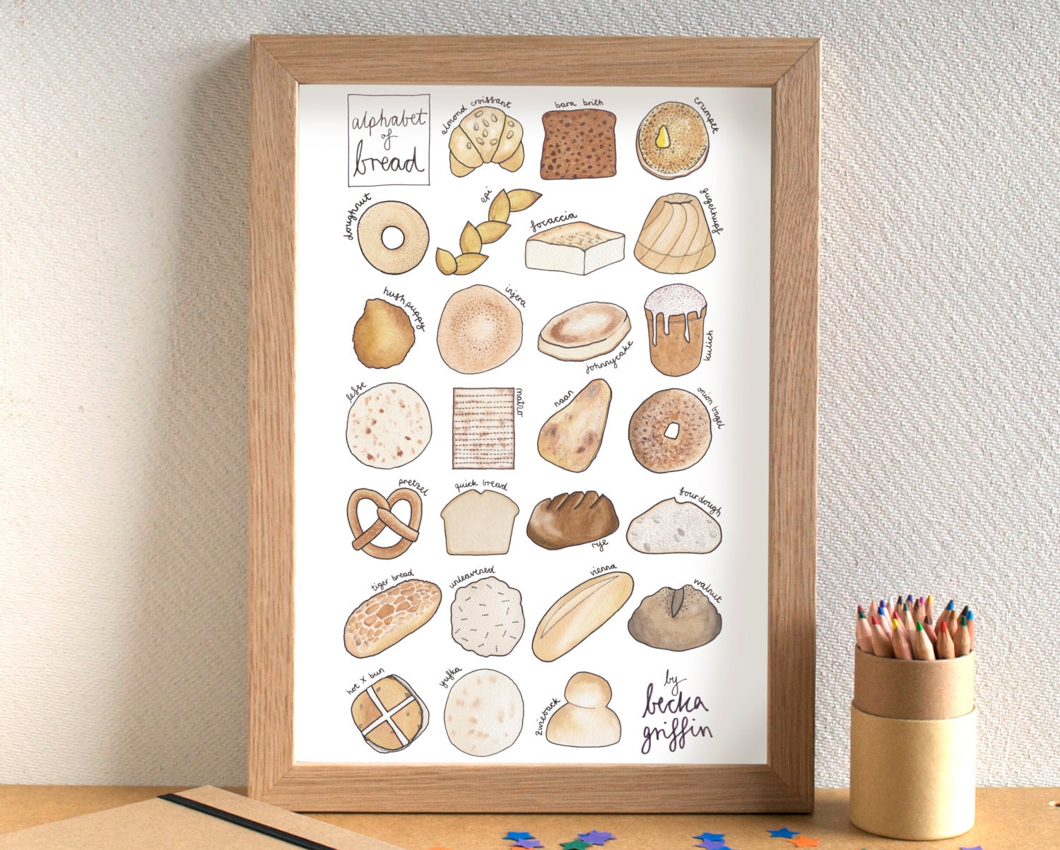 Bread Alphabet Food Art Print | Etsy