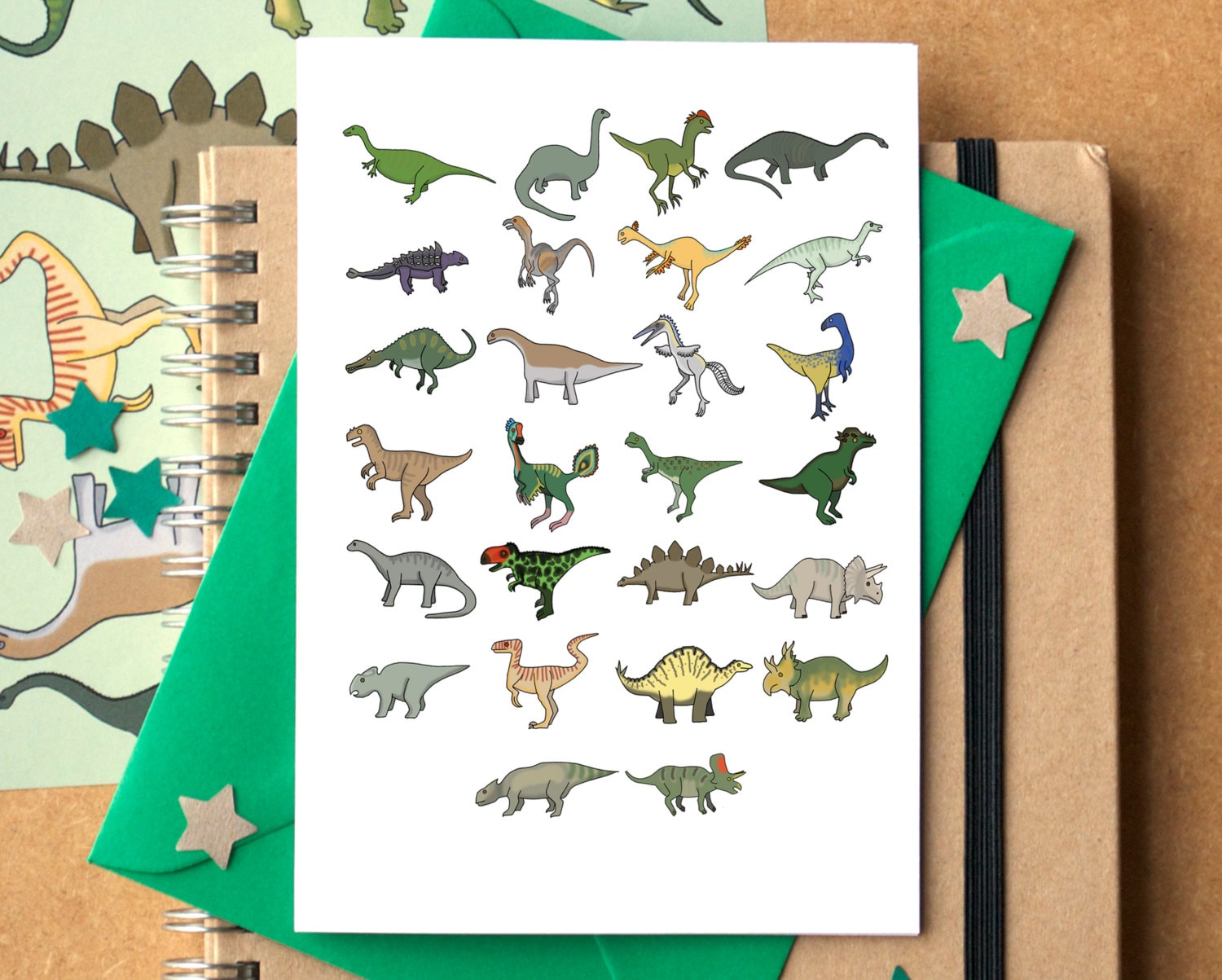 Dinosaur Alphabet Greetings Card | Etsy