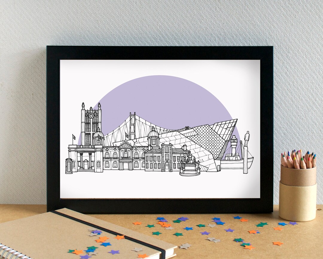 Hull Landmarks Skyline Art Print - Etsy