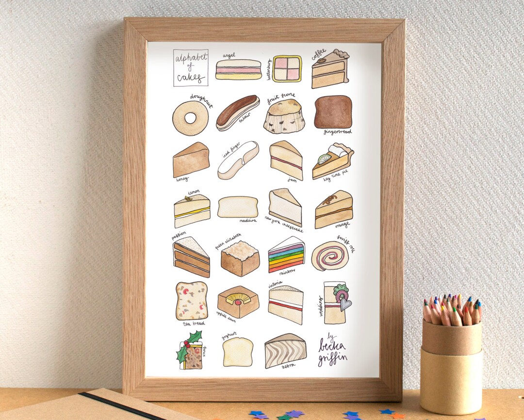 Cake Alphabet Kitchen Art Print - Etsy
