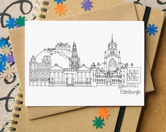 Old Town Skyline, Edinburgh • Blank Greetings Card or Birthday Card ...