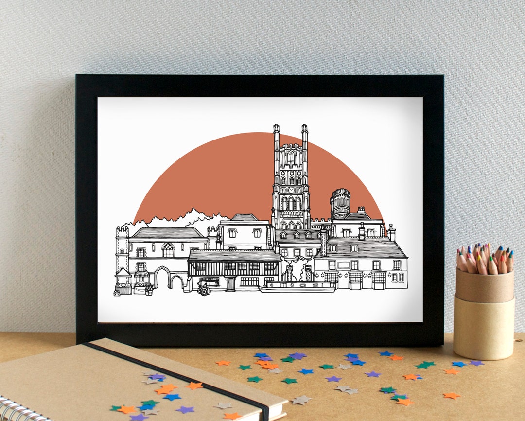 Ely Landmarks Skyline Art Print - Etsy
