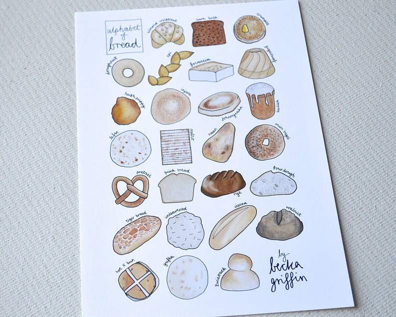 Bread Alphabet Food Art Print - Etsy