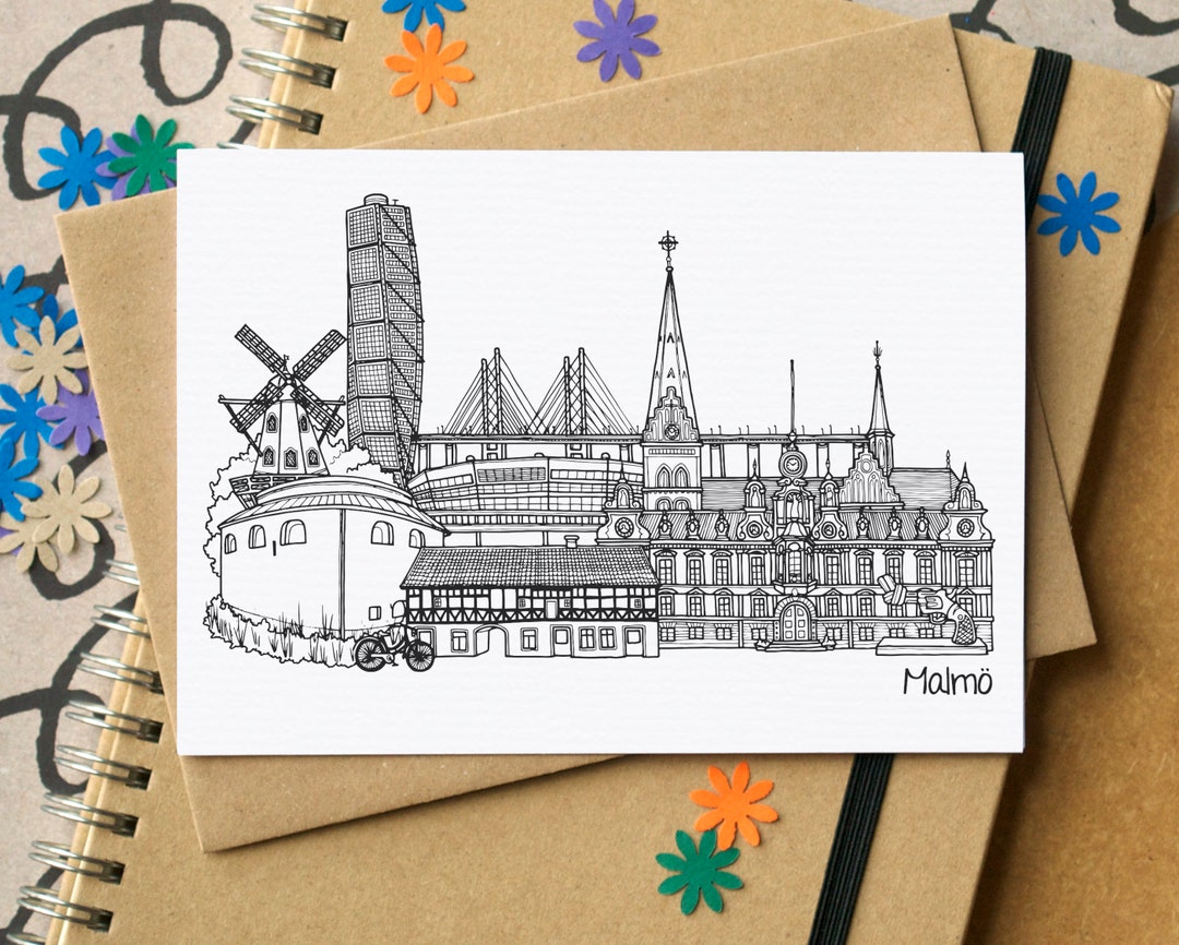 Malmö Skyline Greetings Card - Etsy
