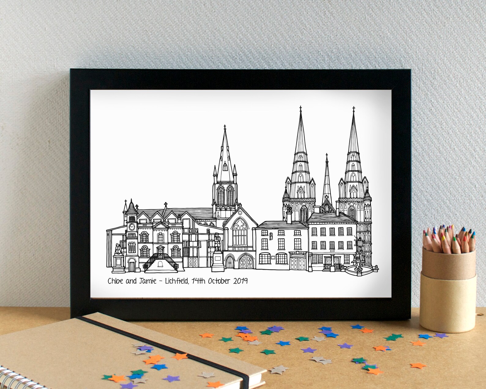Lichfield Landmarks Skyline Art Print - Etsy
