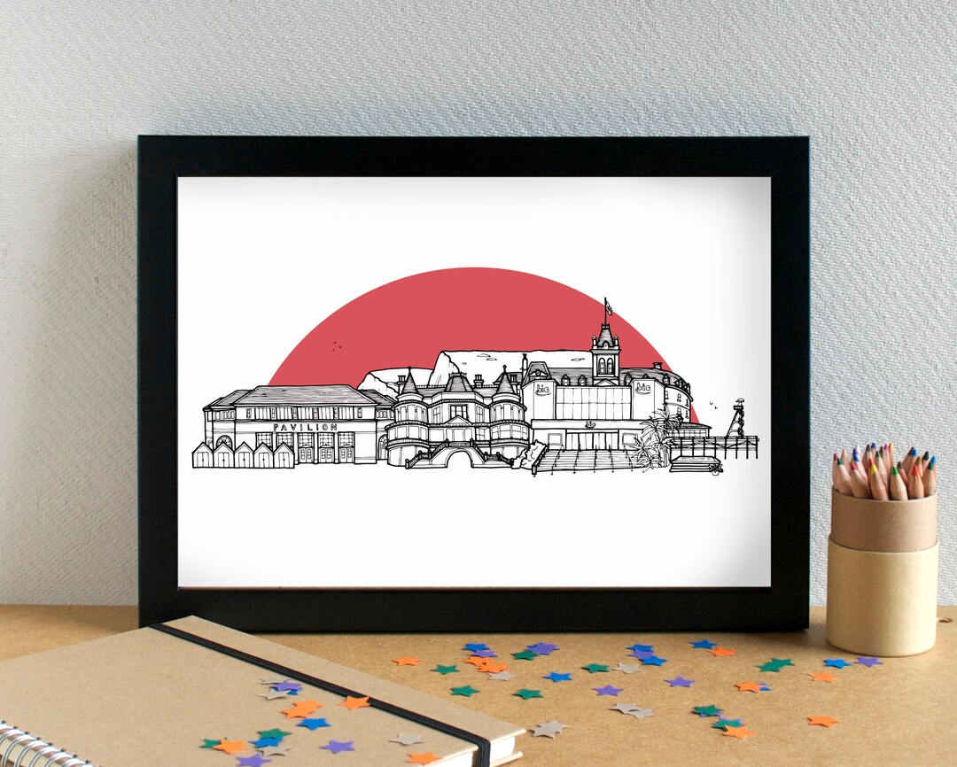 Bournemouth Landmarks Skyline Art Print - Etsy