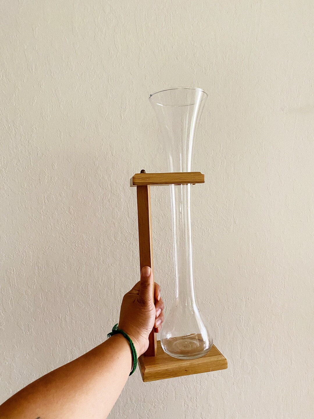 Large Tall Glass Lab Tube Vase With Wooden Stand - Etsy