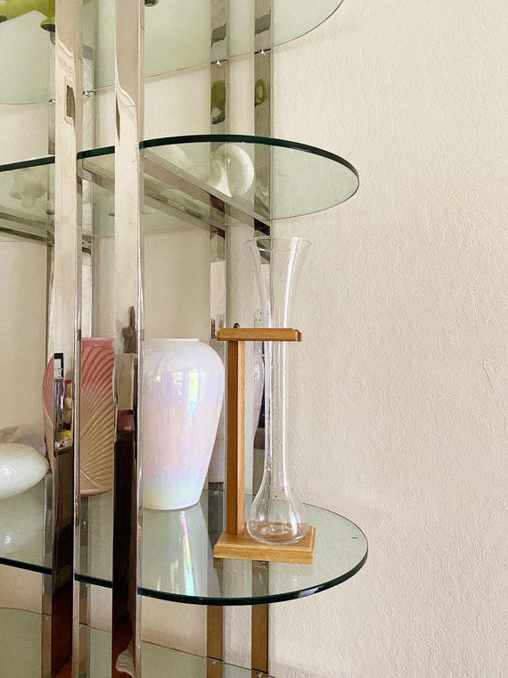 Large Tall Glass Lab Tube Vase With Wood Stand - Etsy