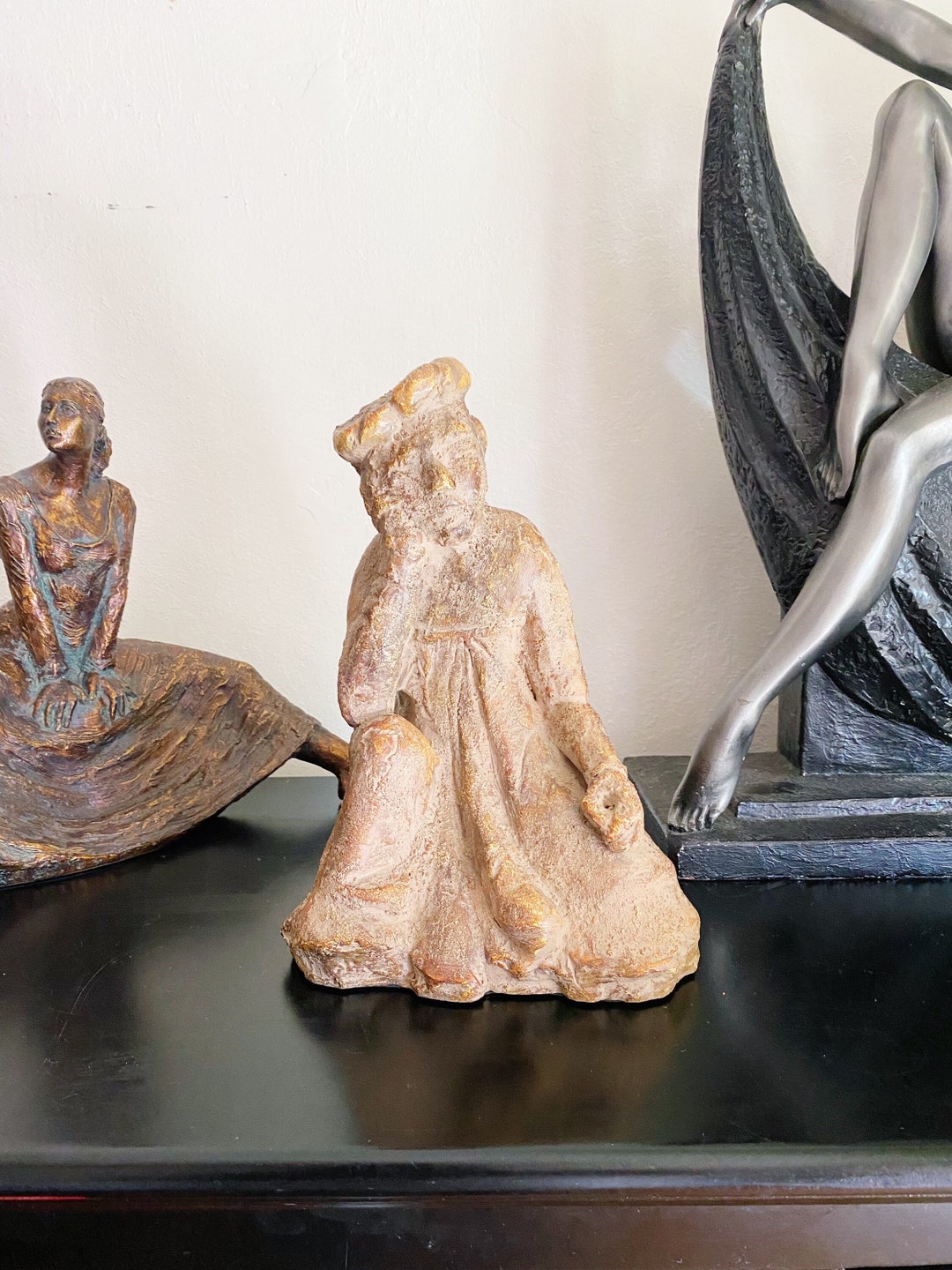 Vintage Thinking Man in Hat Plaster Sculpture - Etsy
