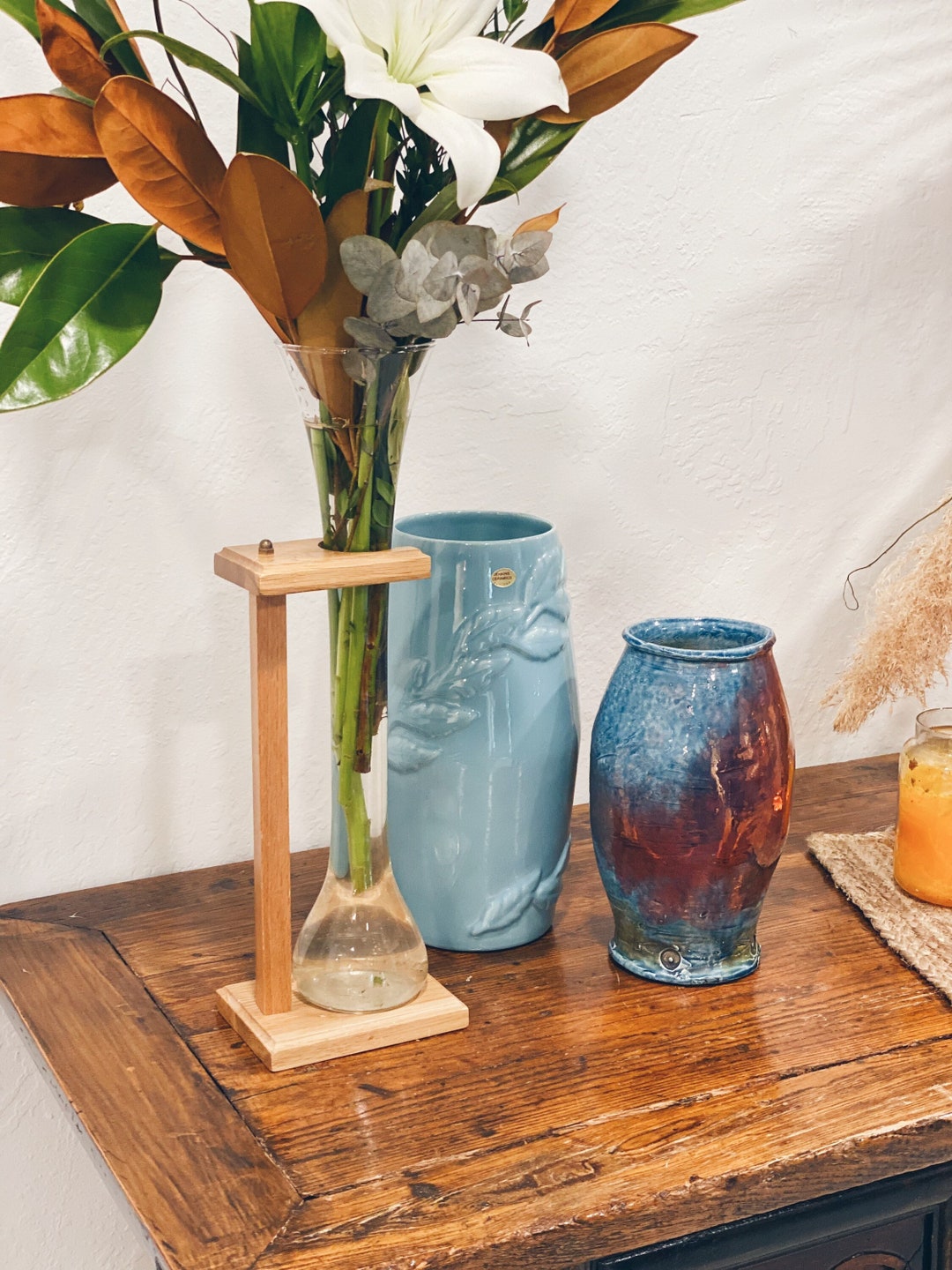Blue Purple Metallic Glazed Ceramic Vase / Pot / Studio Pottery Decor ...