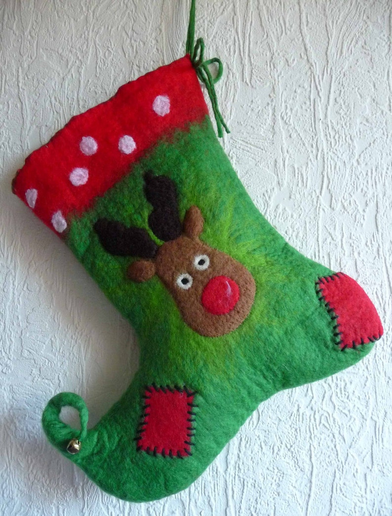 Felted Christmas Stocking Sock Ornament Handmade Wool | Etsy UK