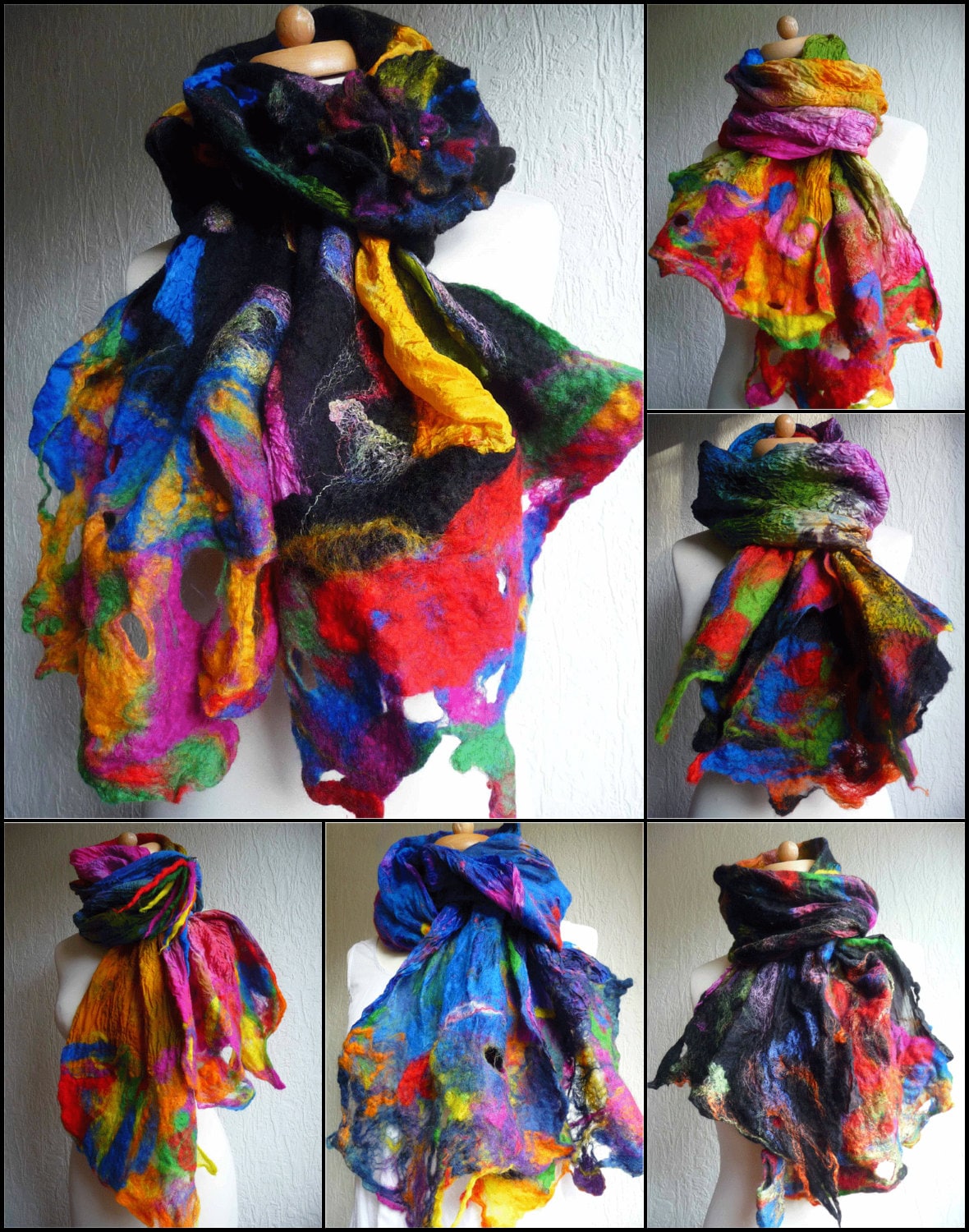 Nuno Felted Scarf Wrap Handmade Silk Felted Wool Art to | Etsy