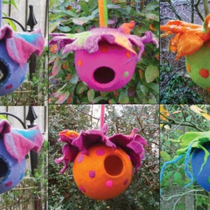 Felted bird pod bird house ornament window decoration | Etsy