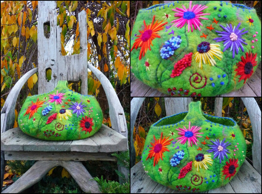 Felted Basket,storage, Ornament,decoration, Handmade, Felted Wool, Felt ...