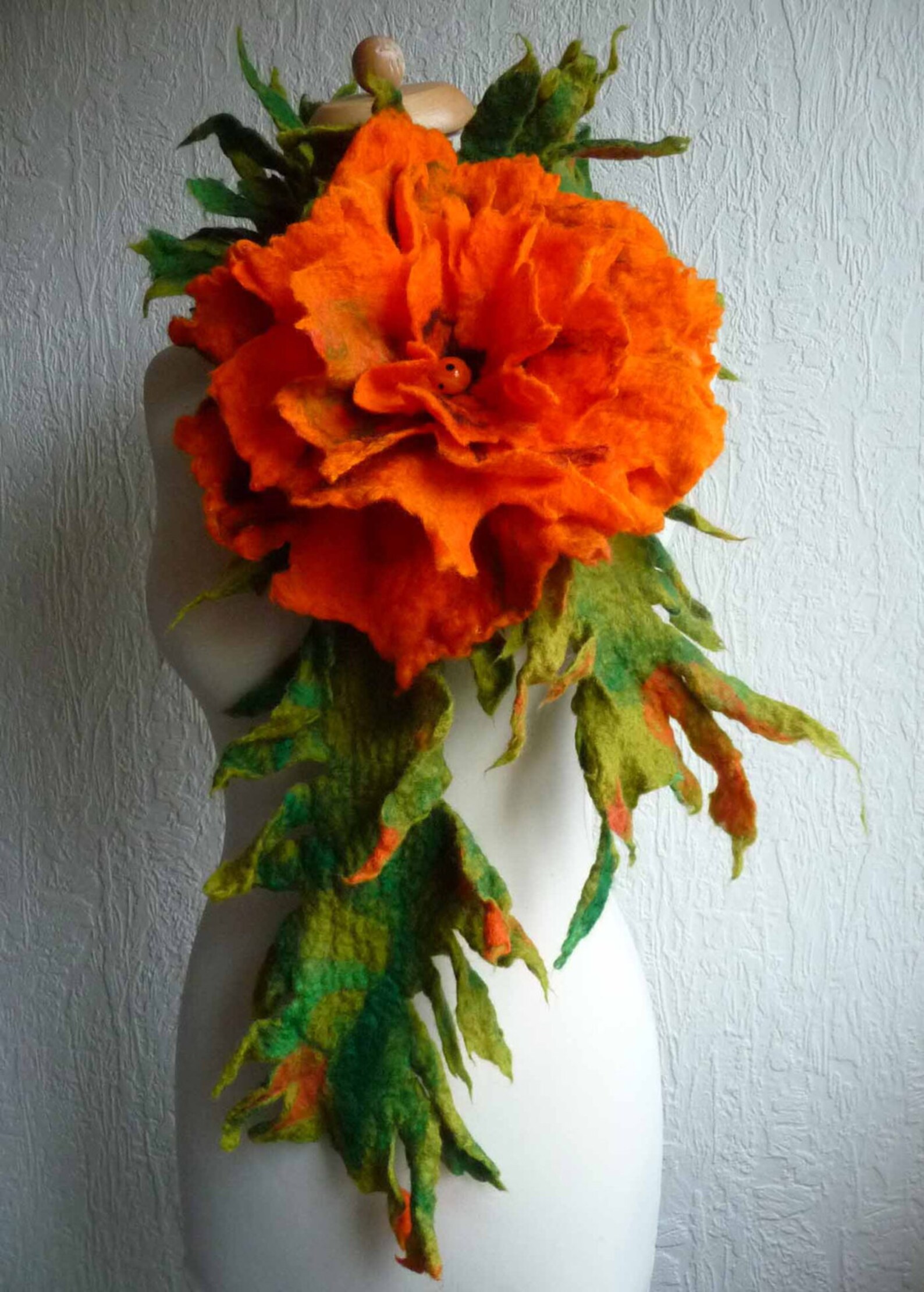 Felted Scarf Felted Flowerhandmade Felt Wrap Spiky - Etsy