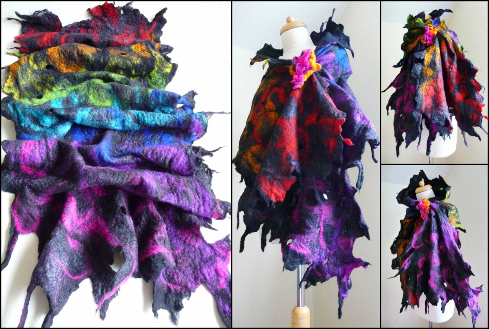 Felted Wool Scarf Scarves Wrap Handmade Felt Lagenlook - Etsy