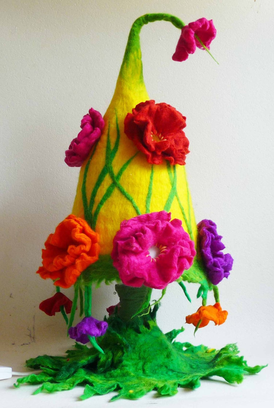 Felted Flower Lamp Bedside Lamp Night Light Handmade Wool - Etsy