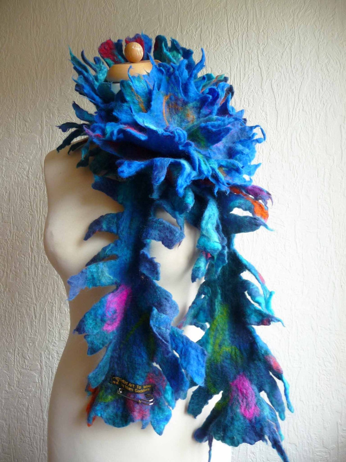 Felted Scarf Felted Flowerhandmade Felt Wrap Spiky - Etsy