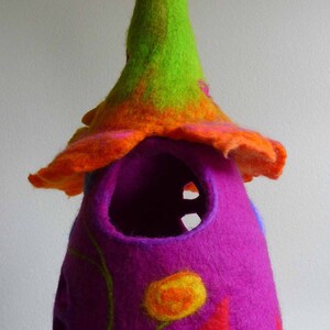Felted Fairy House, Wonky, Tea Light Holder, Wool, Handmade, Waldorf ...