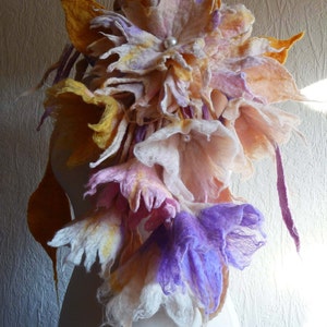 Felted Wool Flower Necklace, Lariat, Belt ,scarf, Handmade, Felt ...